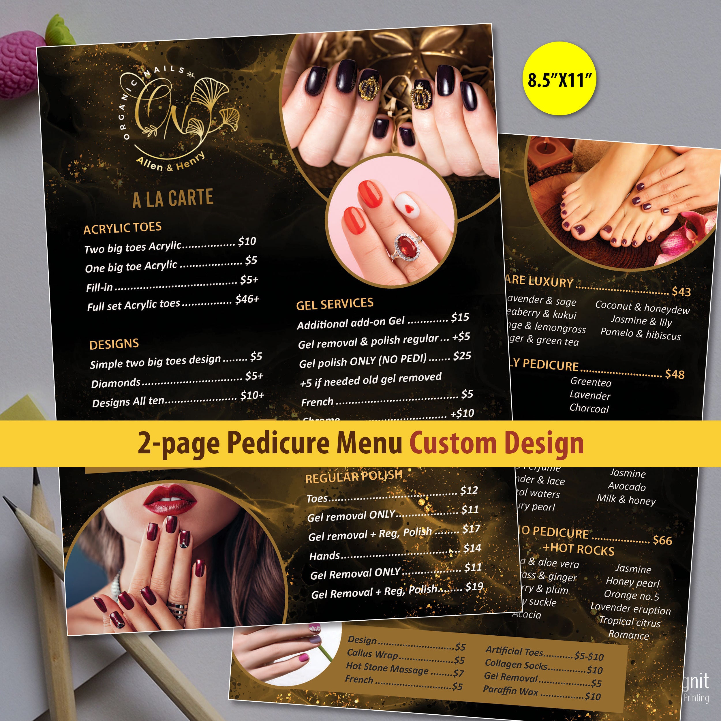 2-page Pedicure Price List Design, Pedicure Menu Design, Nail Salon ...