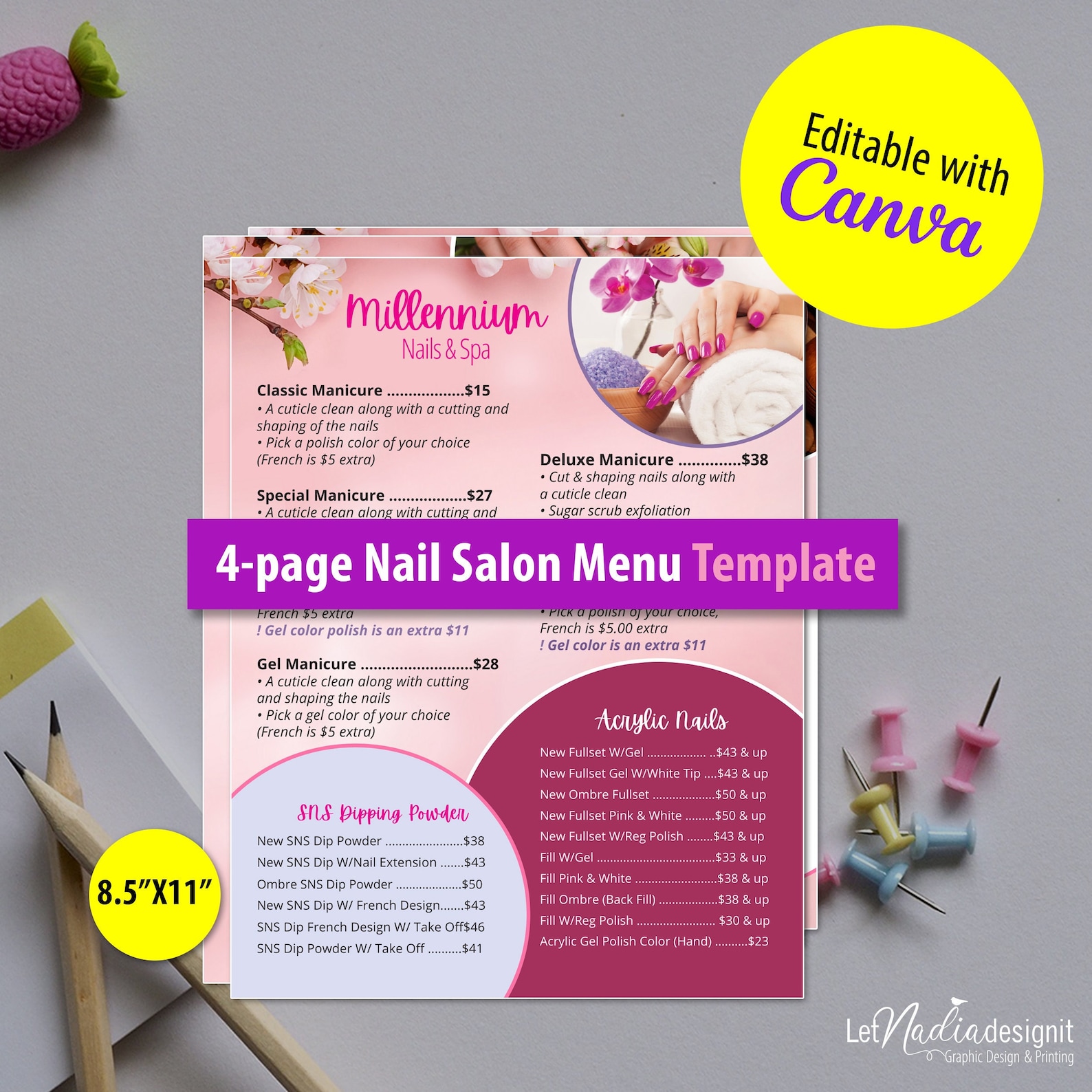 4-page Nail Salon Menu Template Nail Salon Price List - Etsy