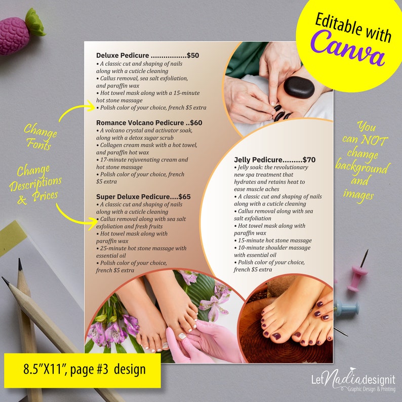 4-page Nail Salon Menu Template Nail Salon Price List - Etsy