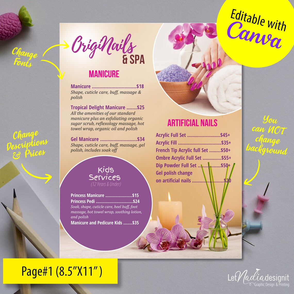 2-page Nail Salon Menu Template Nail Salon Price List - Etsy
