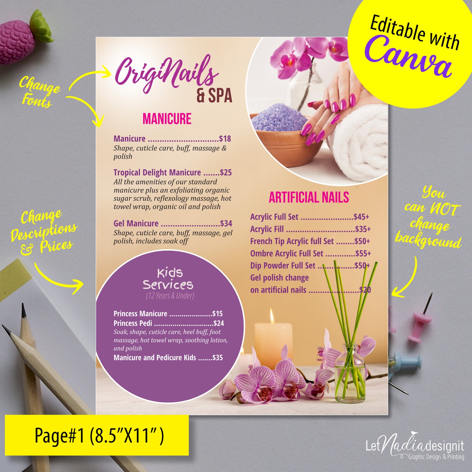 2-page Nail Salon Menu Template Nail Salon Price List - Etsy