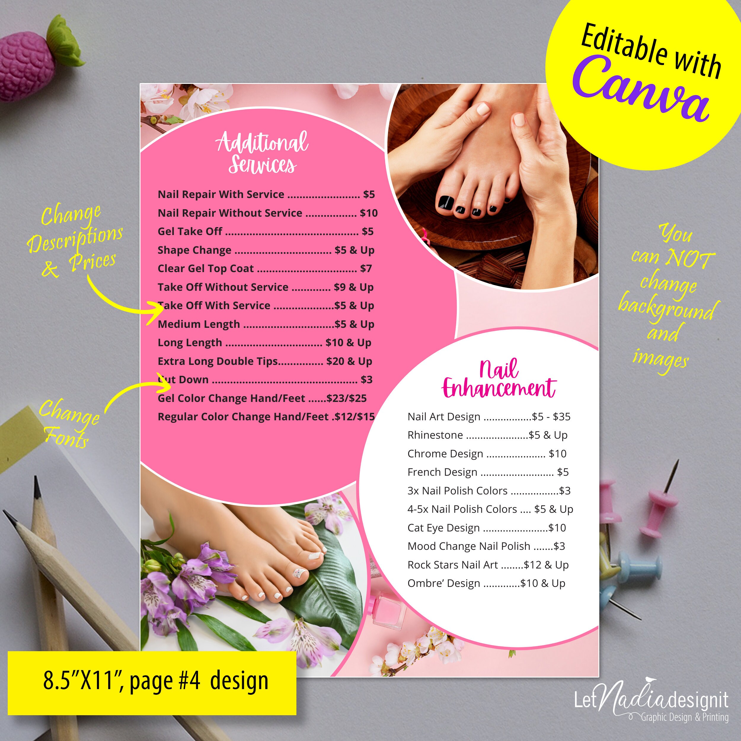 4-page Nail Salon Menu Template Nail Salon Price List - Etsy