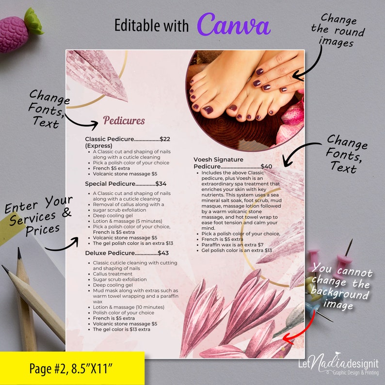 4-page Nail Salon Menu Template | Nail Salon Price List Template ...