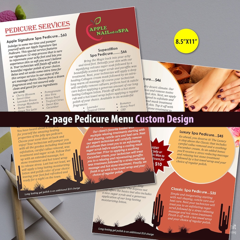 2-page Pedicure Price List Design, Pedicure Menu Design, Nail Salon ...