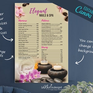 Nail Salon Menu Poster Template 8.5"x11" 12"x18" 24"x36" | Nail Salon ...