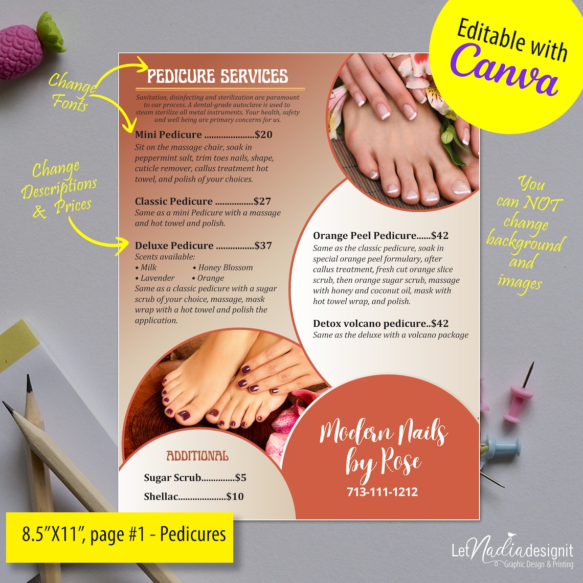 2-page Pedicure and Facials Menu Template Nail Salon Price - Etsy