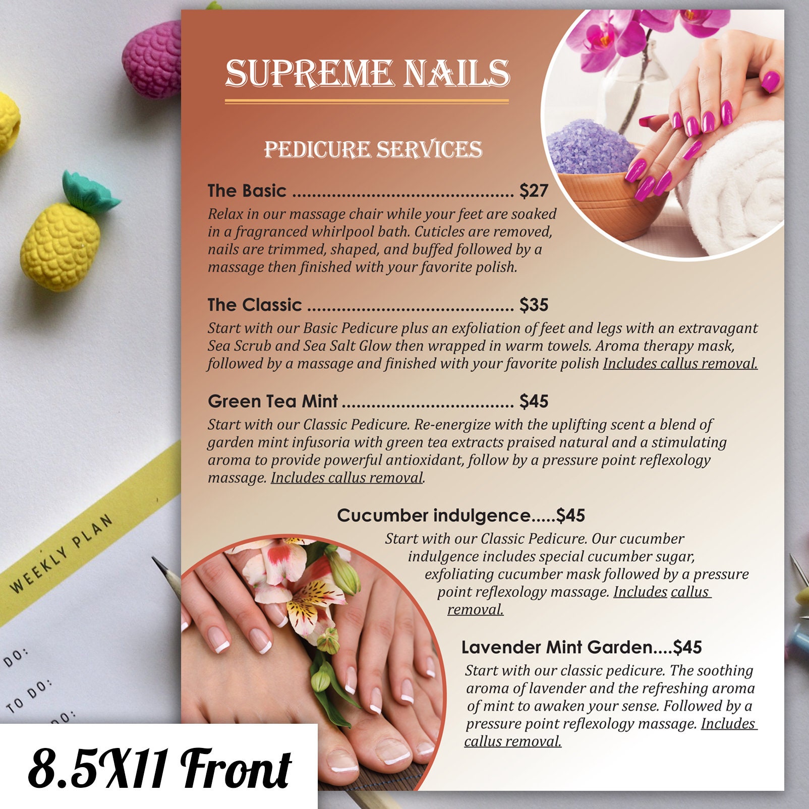 2 page Pedicure Menu For Nail Salon DESIGN ONLY Etsy