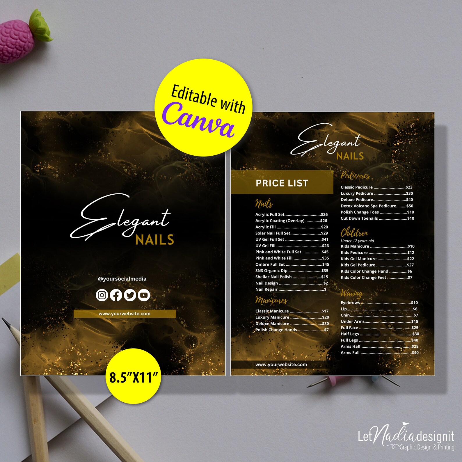 Nail Salon Price List Template | Elegant Spa Menu (editable Canva) - Etsy