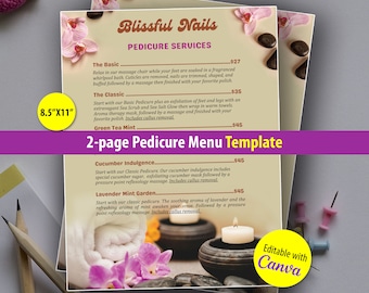 2-page Pedicure Menu Template Nail Salon Price List Template Pedicure ...