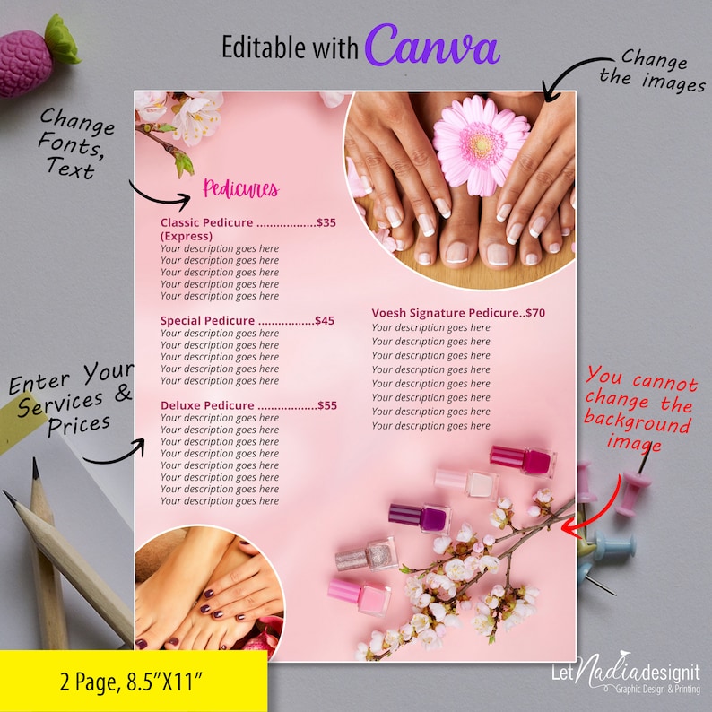 4-page Nail Salon Menu Template | Nail Salon Price List Template ...