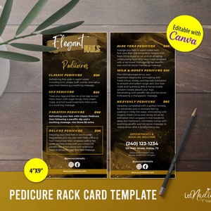 Elegant Nail Salon Pedicure Price List Rack Card Template (4x9) (canva ...