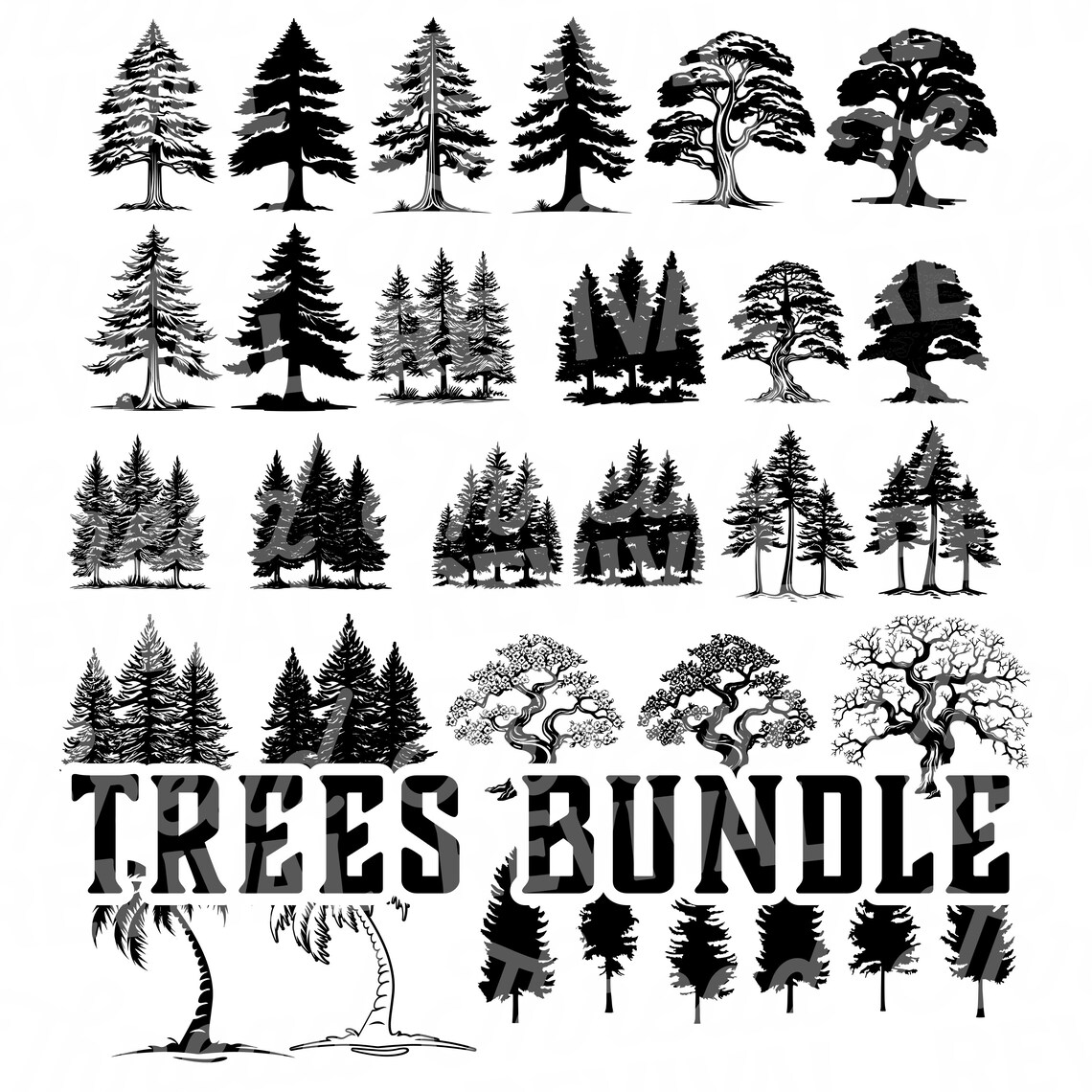 Forest SVG Bundle | Redwood and Trees | Natural Landscape Silhouettes ...