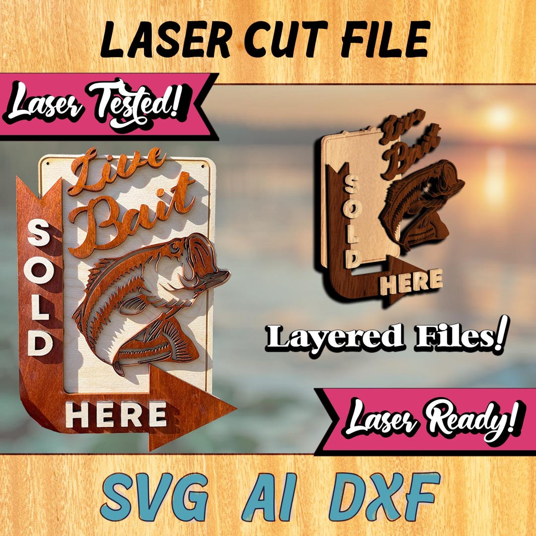 Retro Fishing Sign, SVG Cut File, Svg Fishing Sign, Laser Cut Bass Sign ...