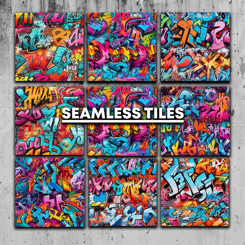 Urban Graffiti Digital Paper Seamless Tile 10 Pack - Etsy