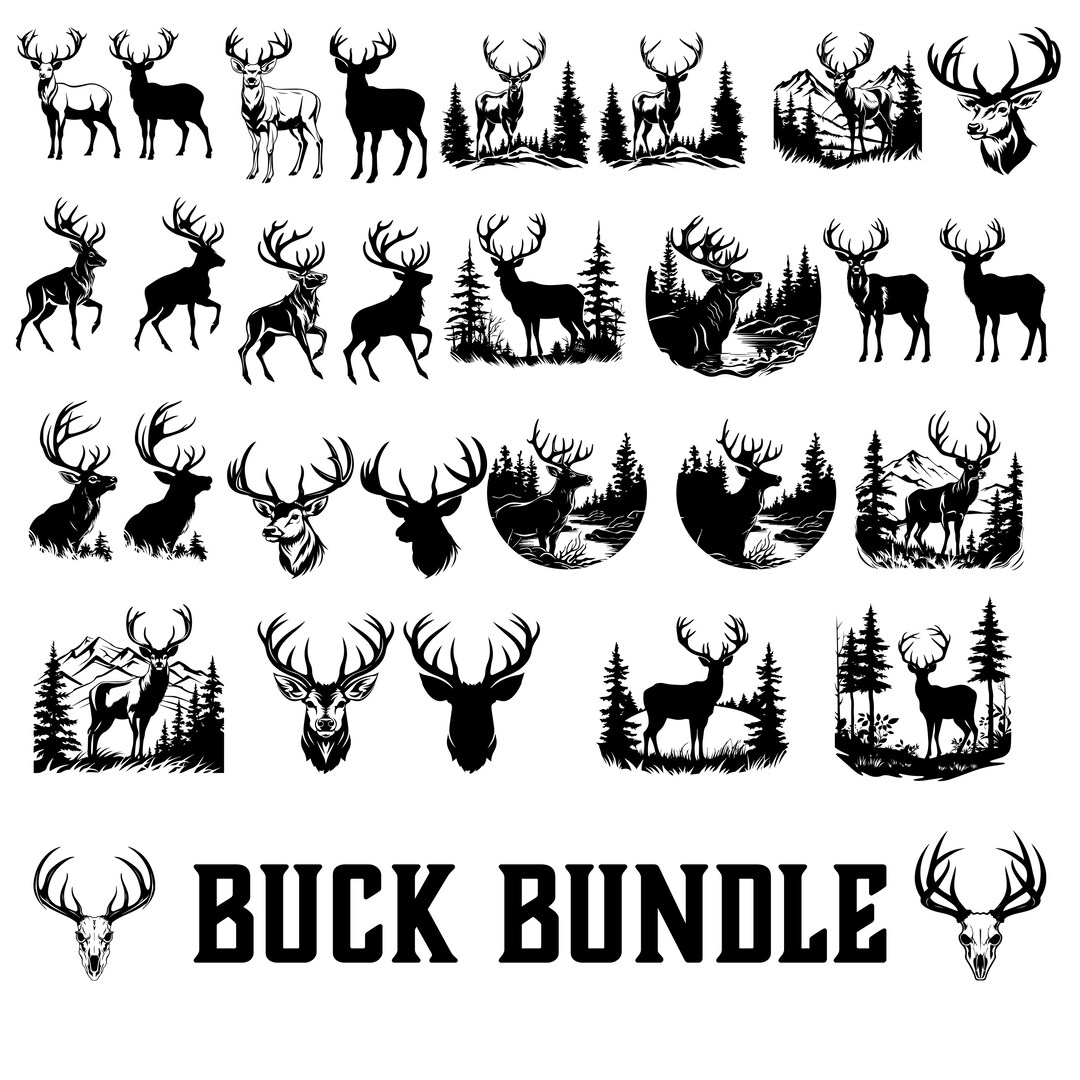 Deer Bundle, Buck SVG, Deer Svg, Nature Deer, Mountains Svg, Animals ...