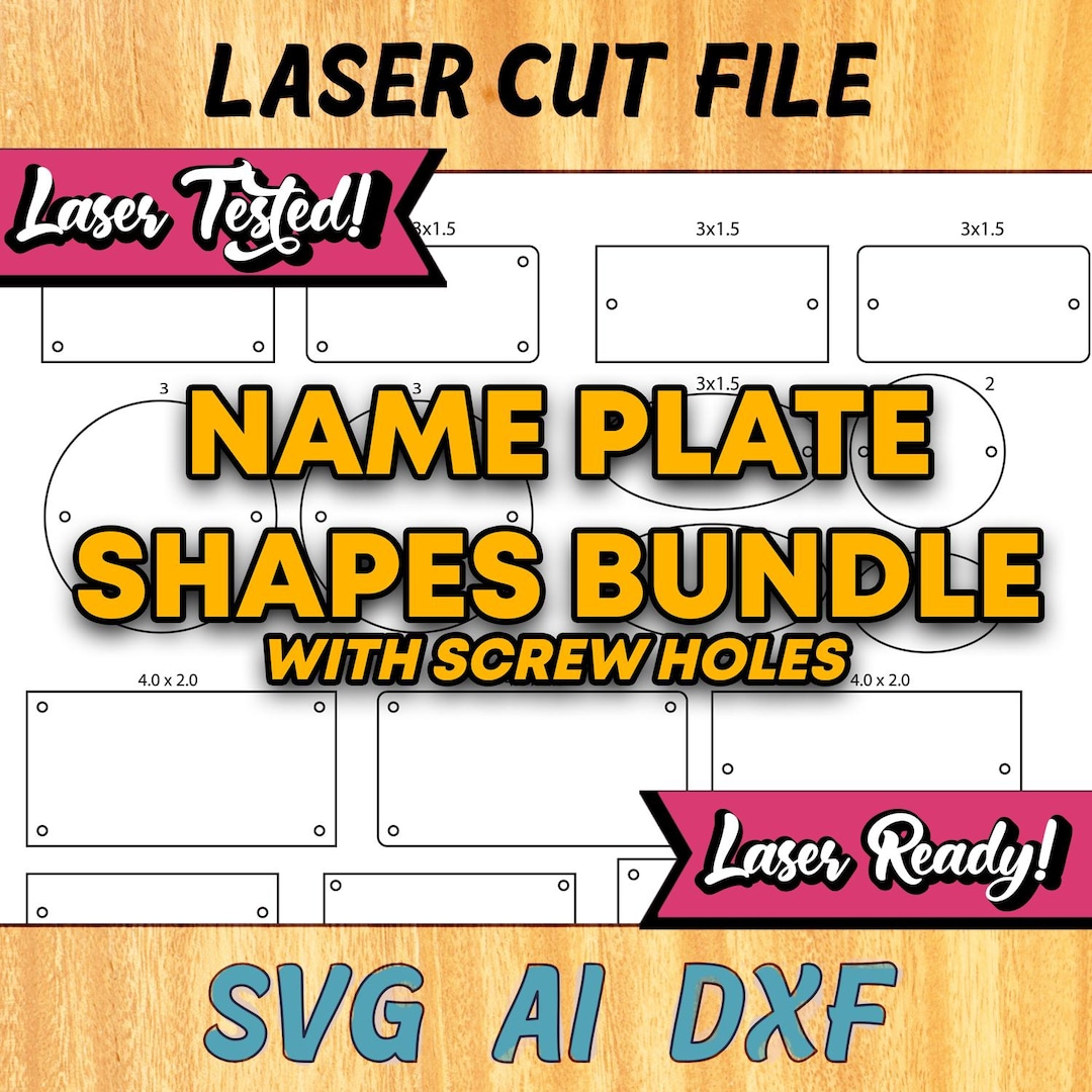 Tags and Name Plates Shapes With Screw Holes, Bundle, Labels, SVG, AI ...