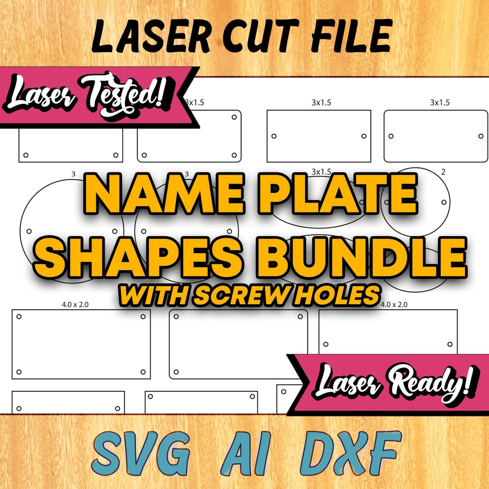 Tags and Name Plates Shapes With Screw Holes, Bundle, Labels, SVG, AI ...