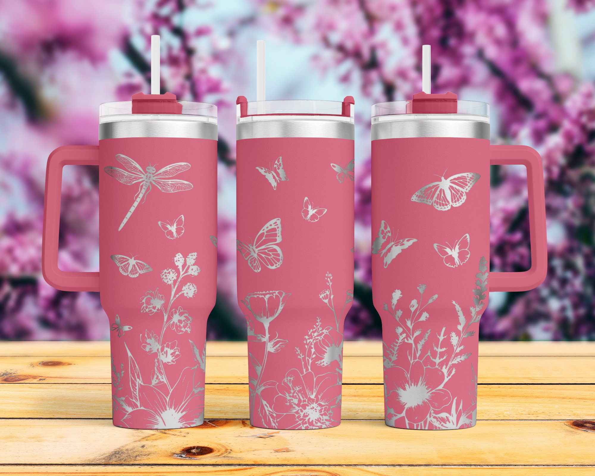 Spring Flowers Tumbler Laser Svg, 40oz Tumbler Full Wrap Laser Svg ...