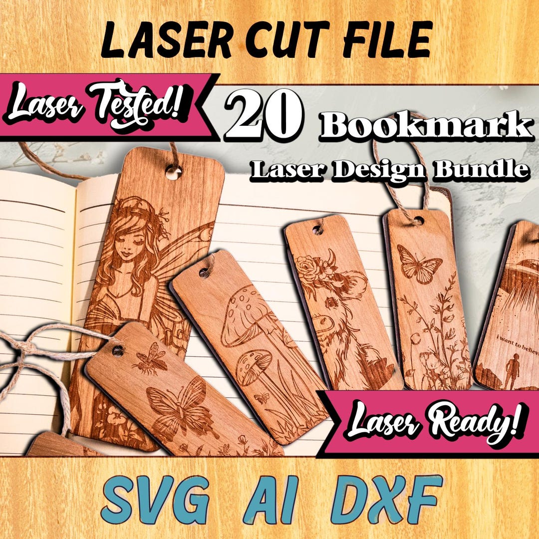 Bookmark Laser Cut Files, Glowforge Files for Wood, Book Lover Gift ...