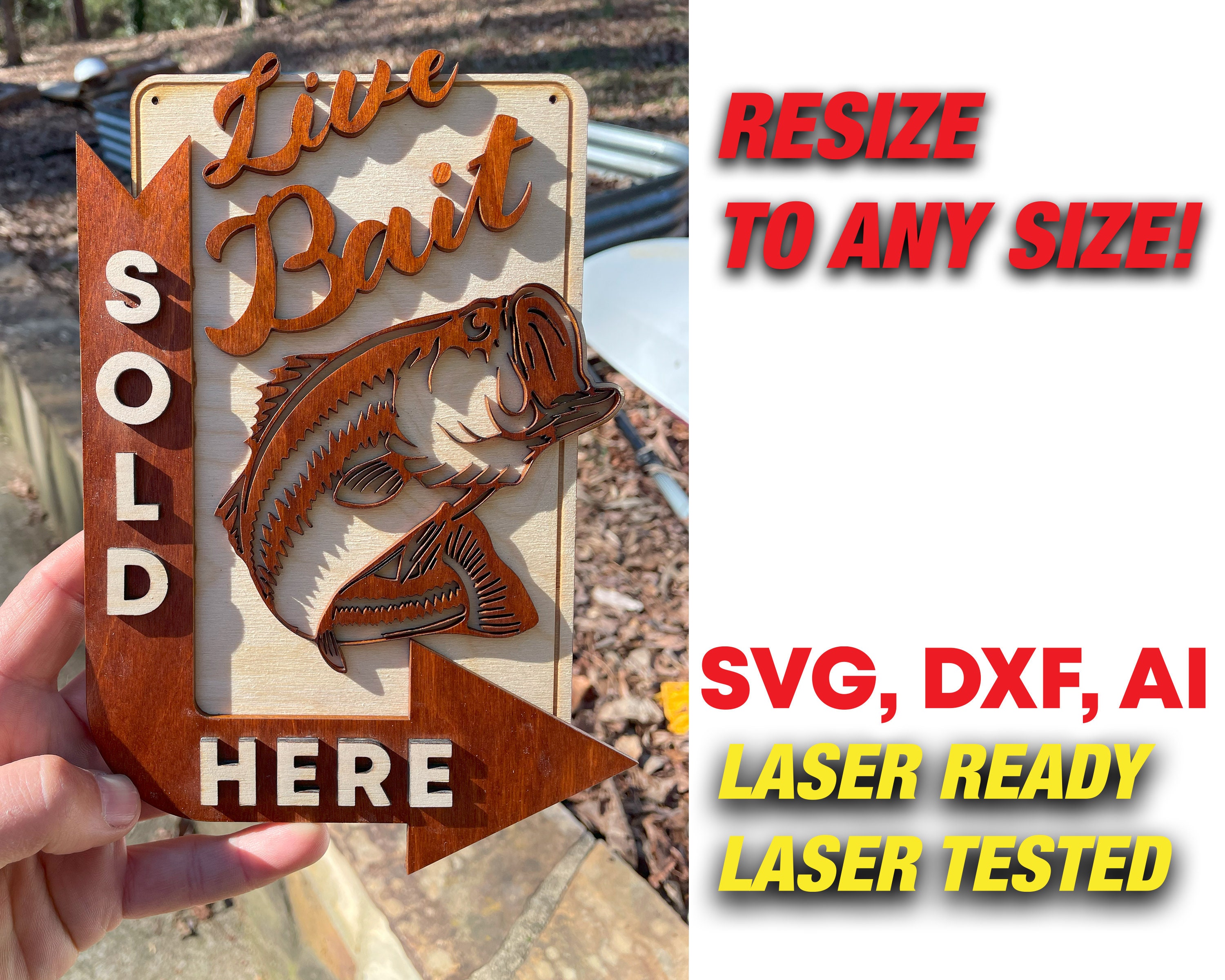 Retro Fishing Sign, SVG Cut File, Svg Fishing Sign, Laser Cut Bass Sign ...