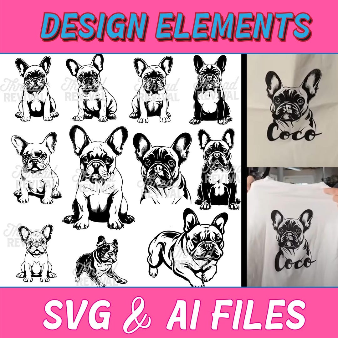 Cute Frenchie French Bulldog Graphic Illustrations, French Bulldog Art ...