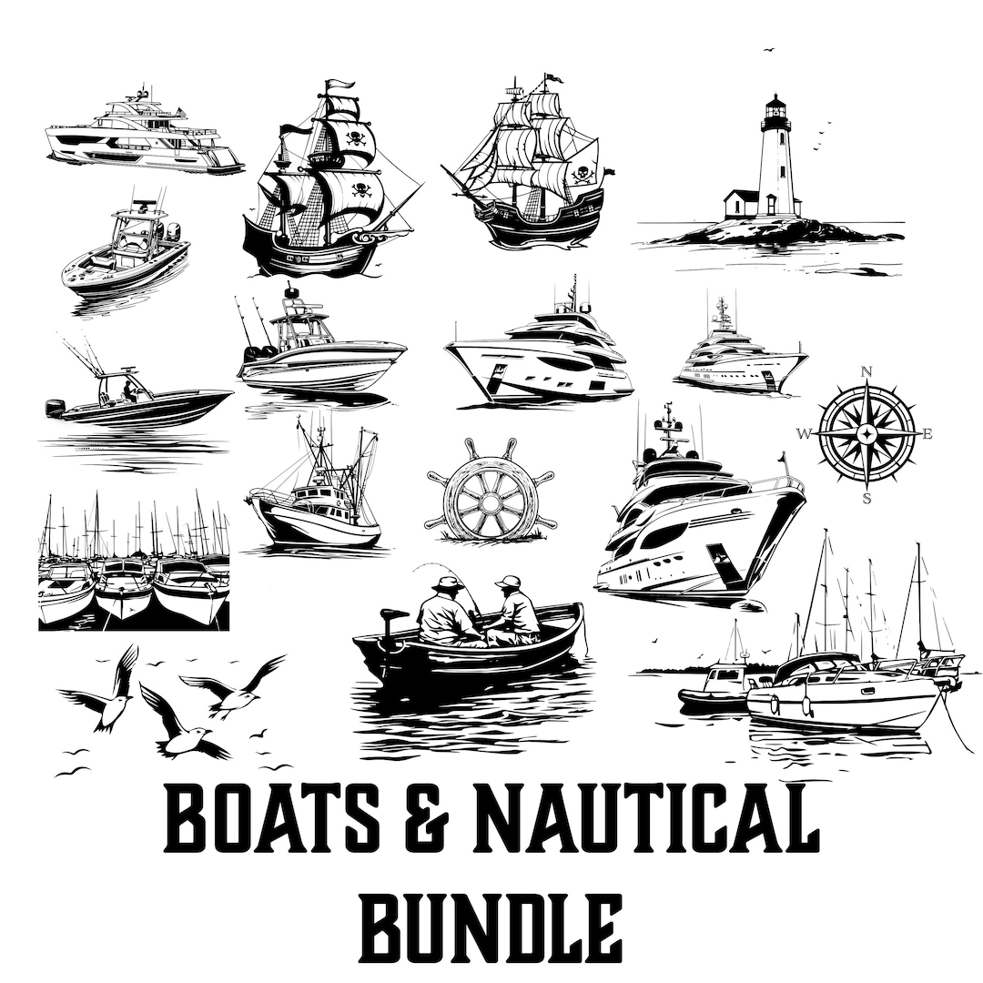 Boats and Ships SVG Bundle Nautical Pirate Ship Yacht Commercial Use ...