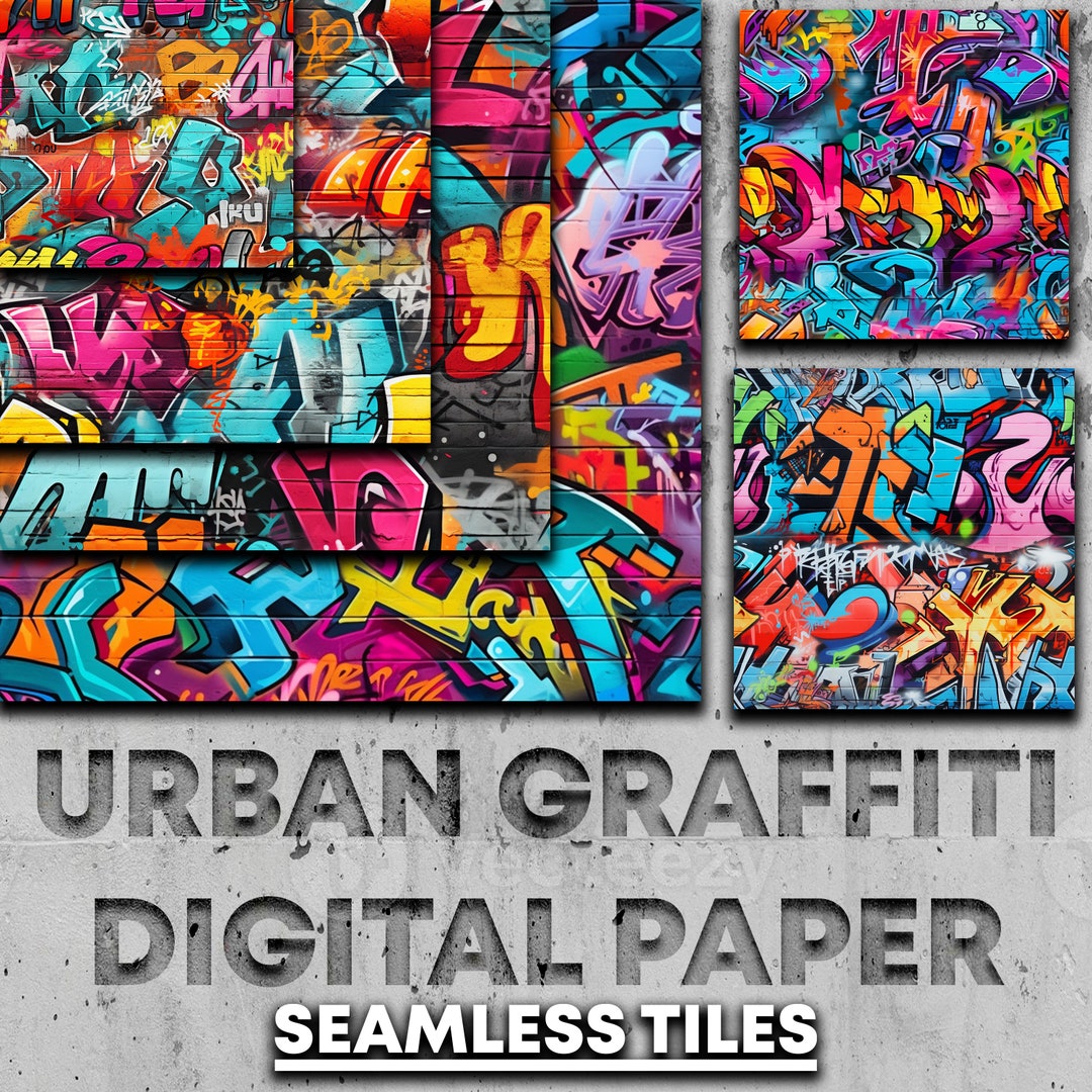 Urban Graffiti Digital Paper Seamless Tile 10 Pack - Etsy