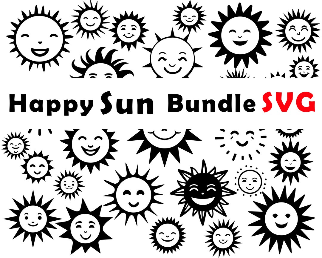 Sun SVG Bundle, Funky Hippy, Retro Sun, 70's Retro Design, Happy ...