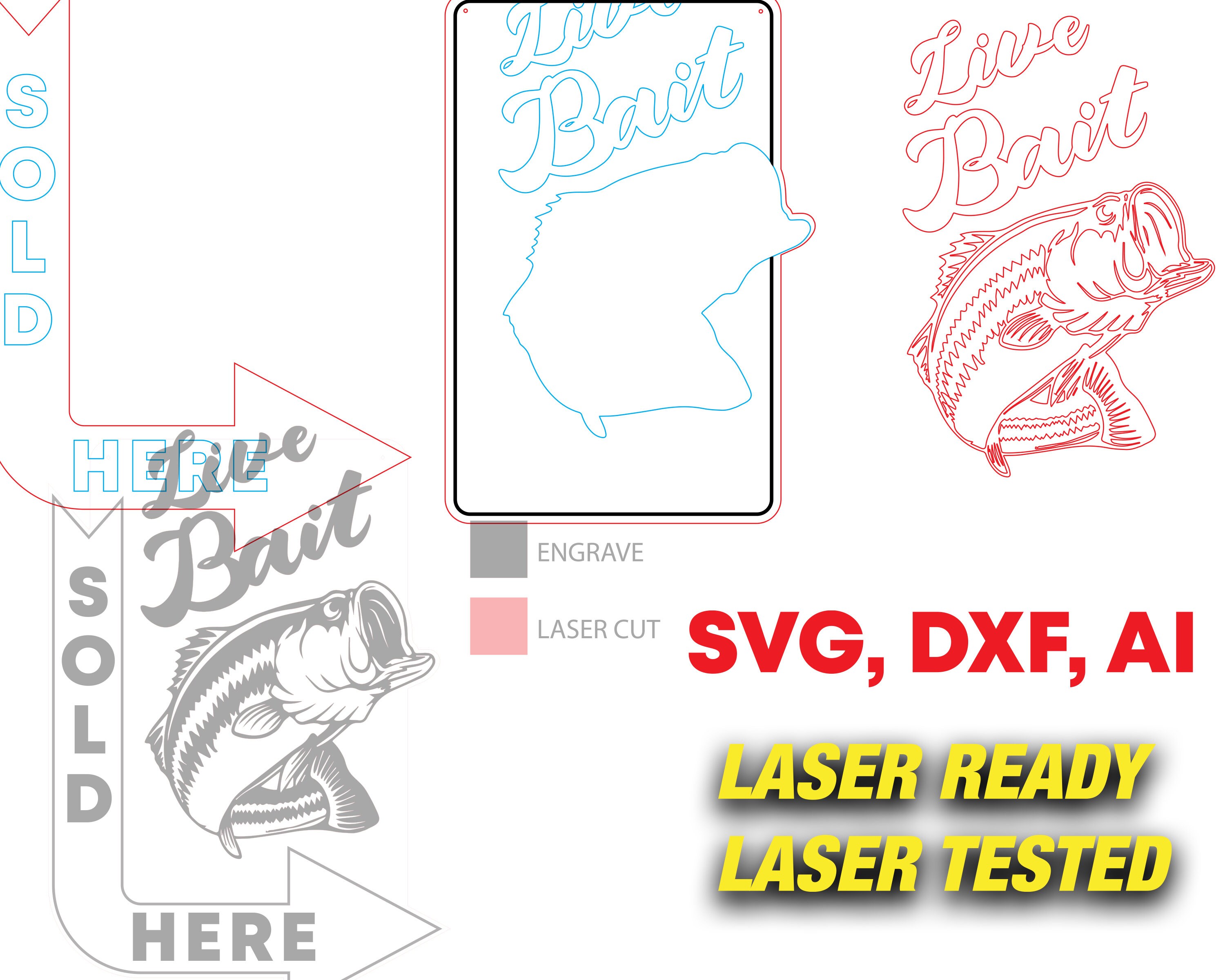 Retro Fishing Sign, SVG Cut File, Svg Fishing Sign, Laser Cut Bass Sign ...