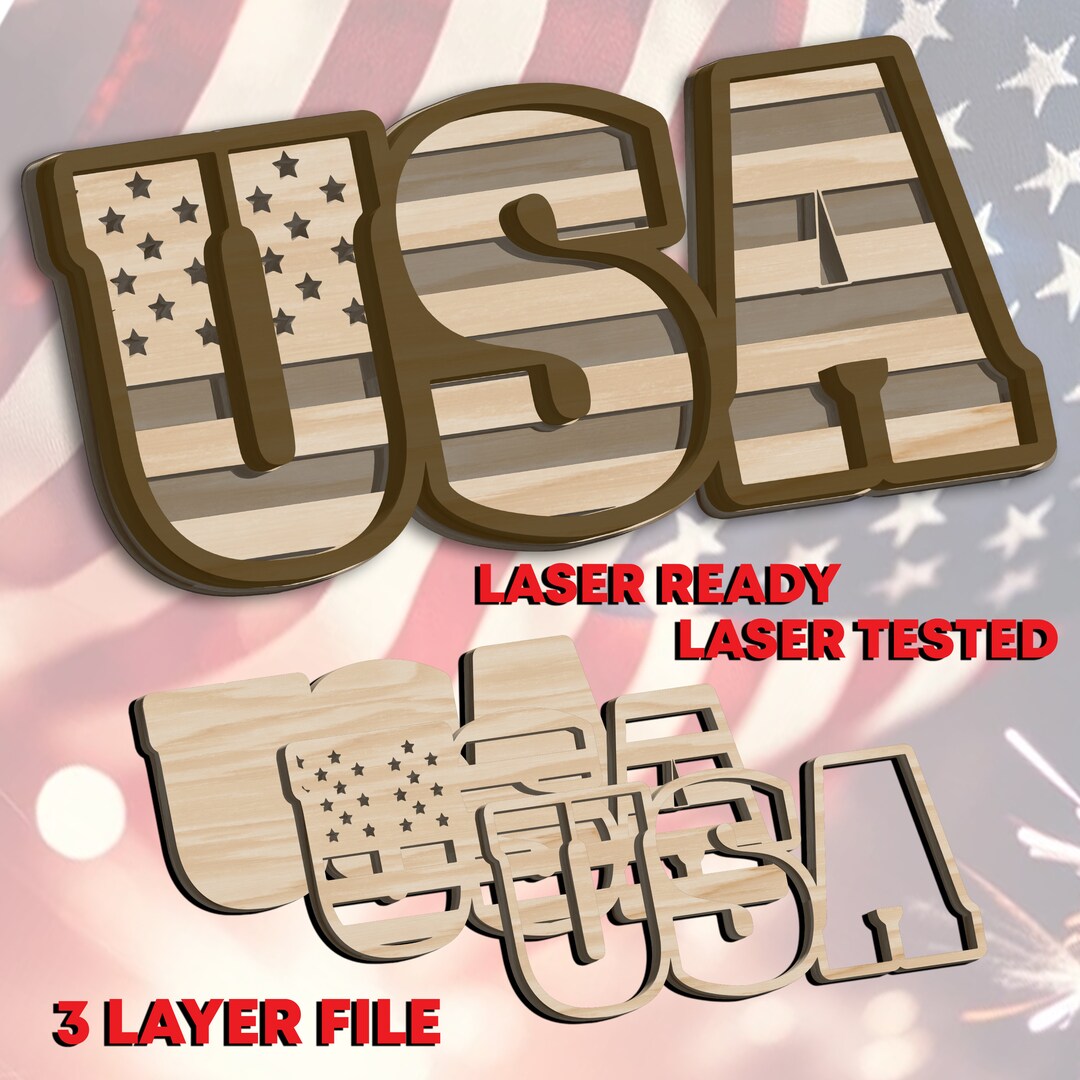 USA Sign Laser Cut File, American Flag Svg, America Svg, Svg Usa Laser ...