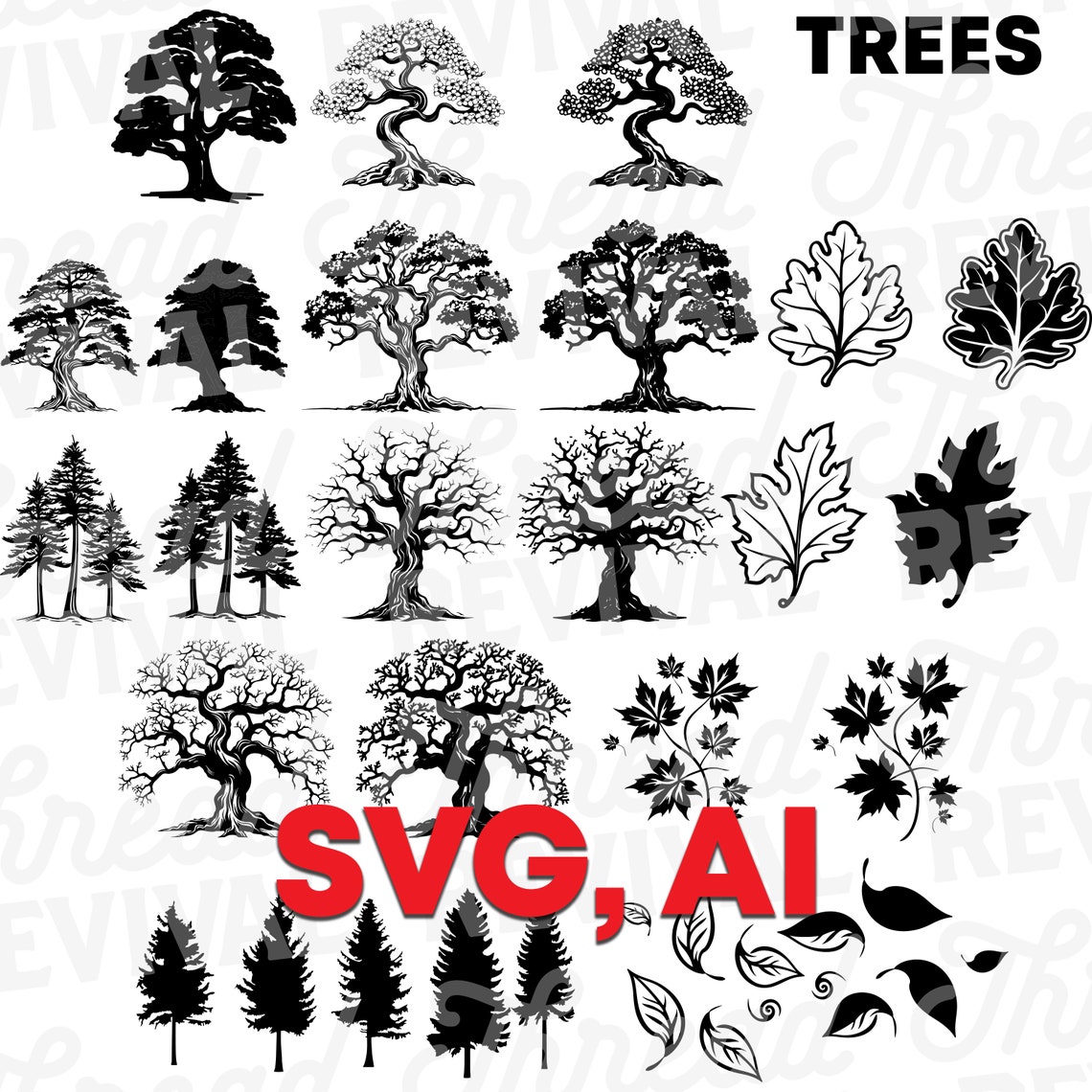 Forest SVG Bundle | Redwood and Trees | Natural Landscape Silhouettes ...
