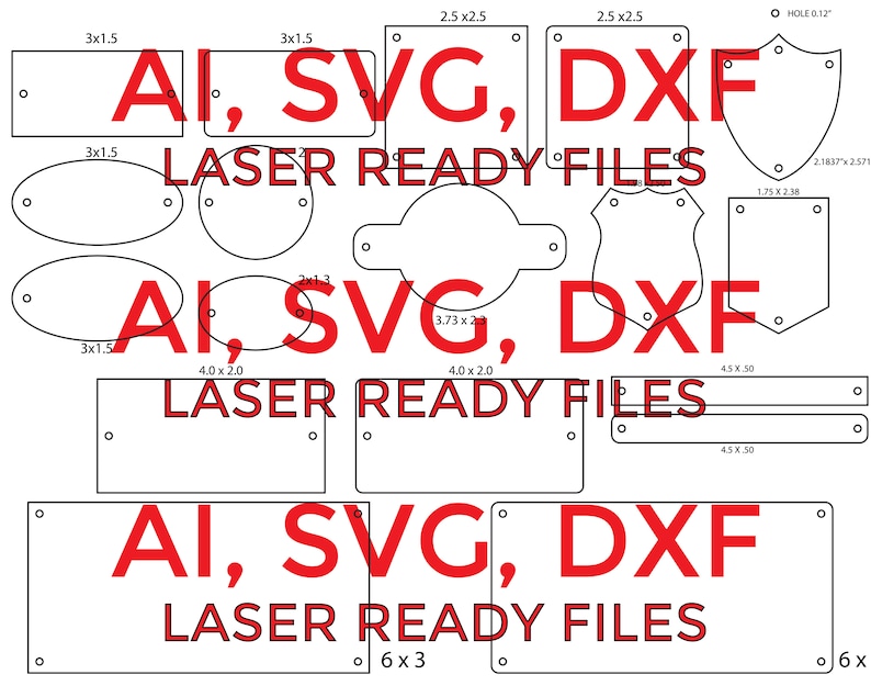 Tags and Name Plates Shapes With Screw Holes, Bundle, Labels, SVG, AI ...