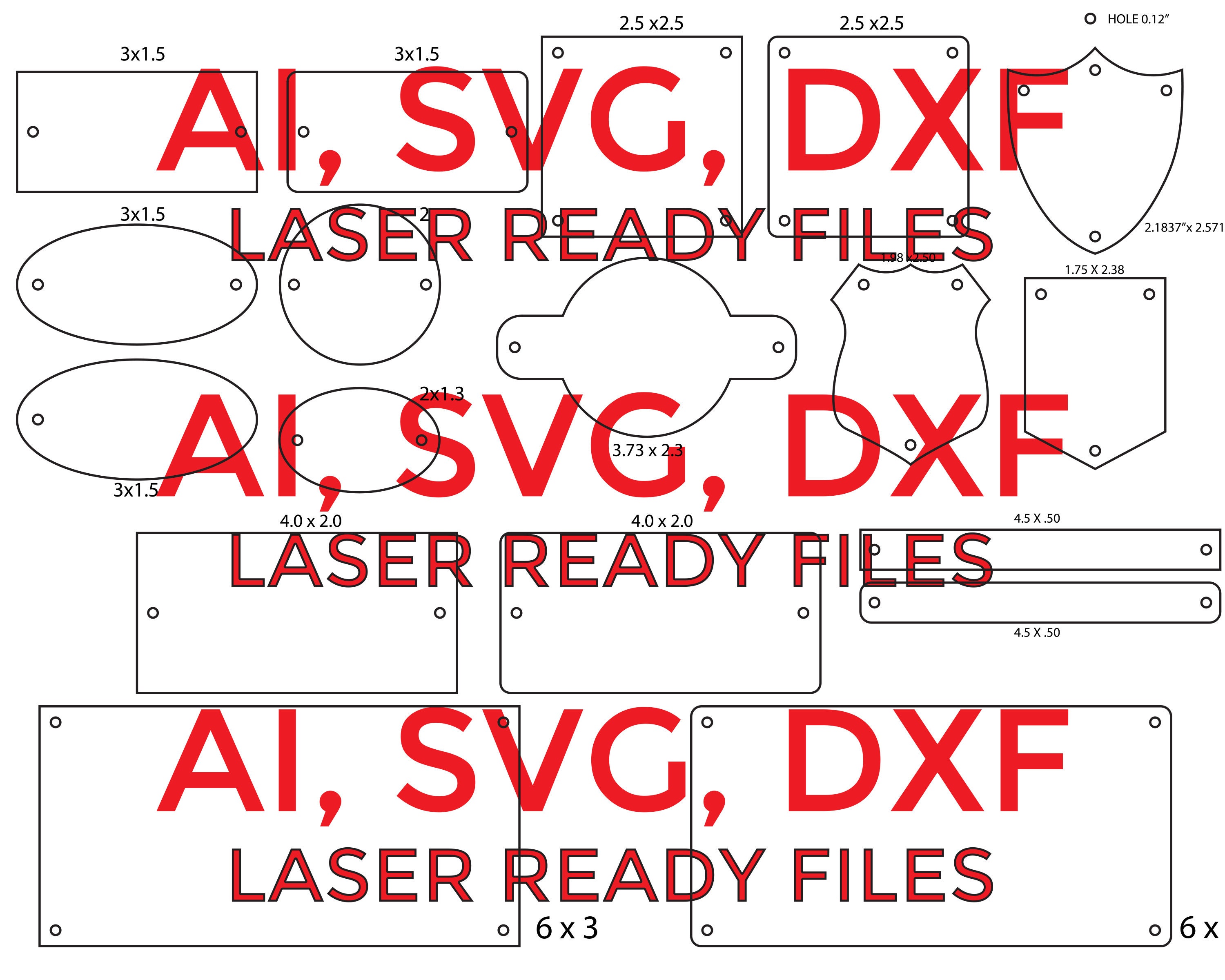 Tags and Name Plates Shapes With Screw Holes, Bundle, Labels, SVG, AI ...