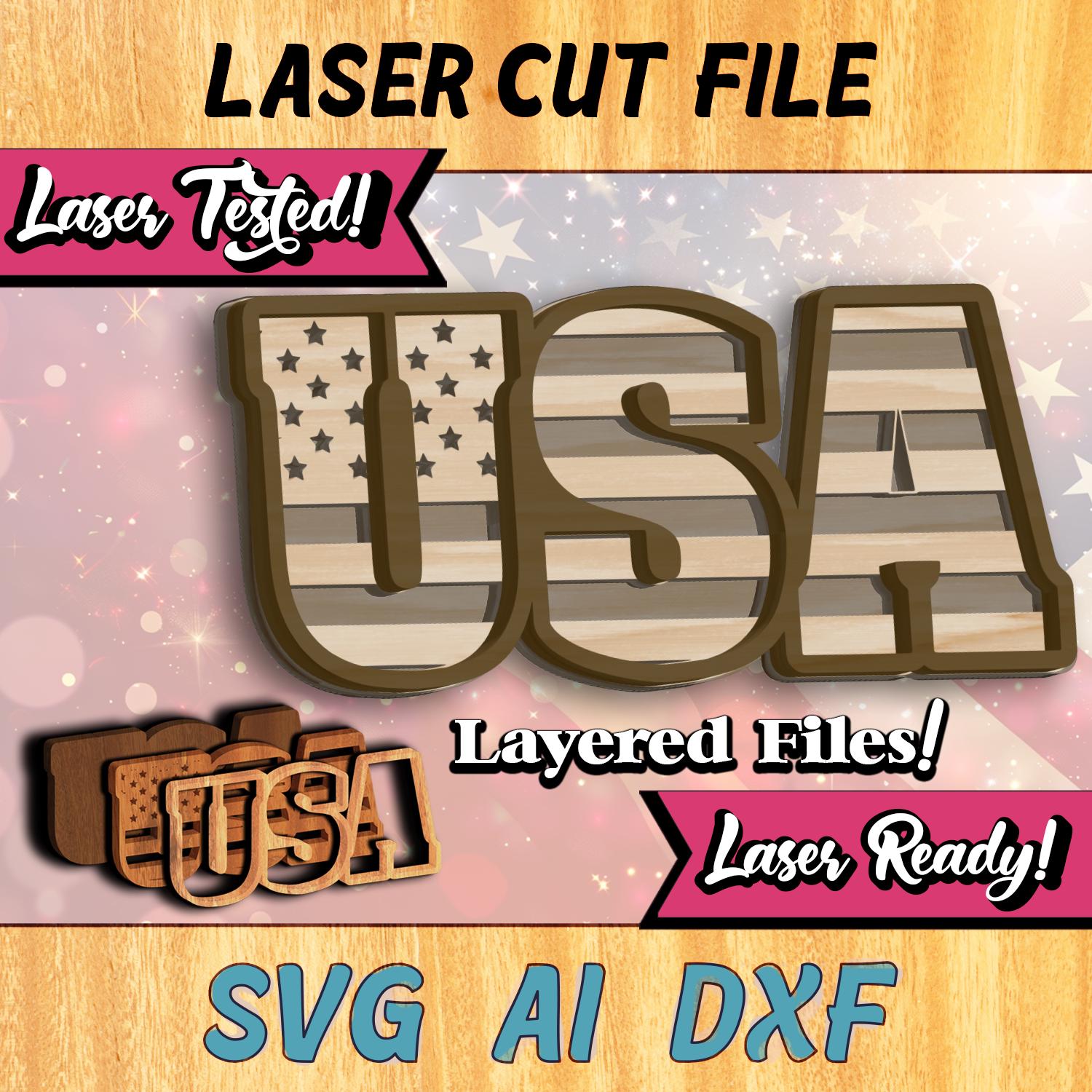 USA Sign Laser Cut File, American Flag Svg, America Svg, Svg Usa Laser ...