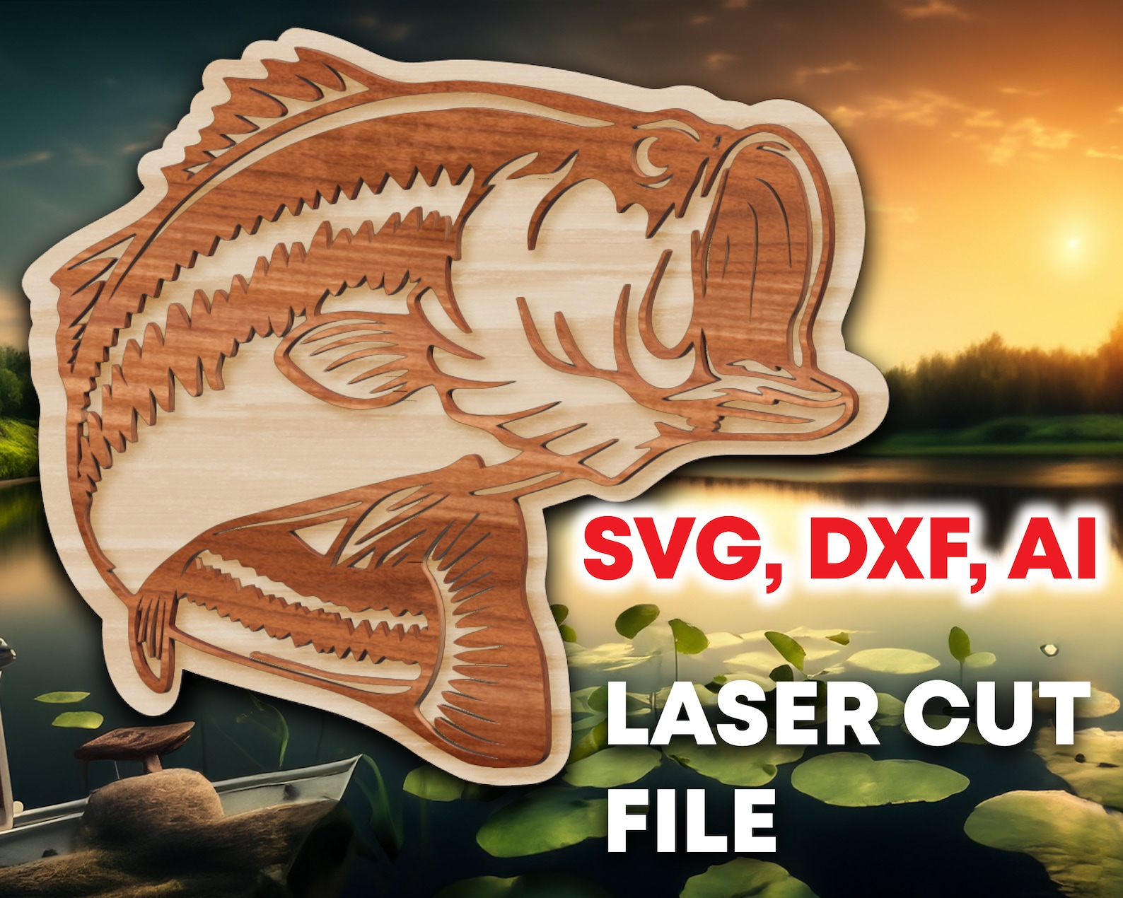 Laser Cut Bass, Bass Clipart, Bass Cricut,bass Cut File, Bass,bass ...