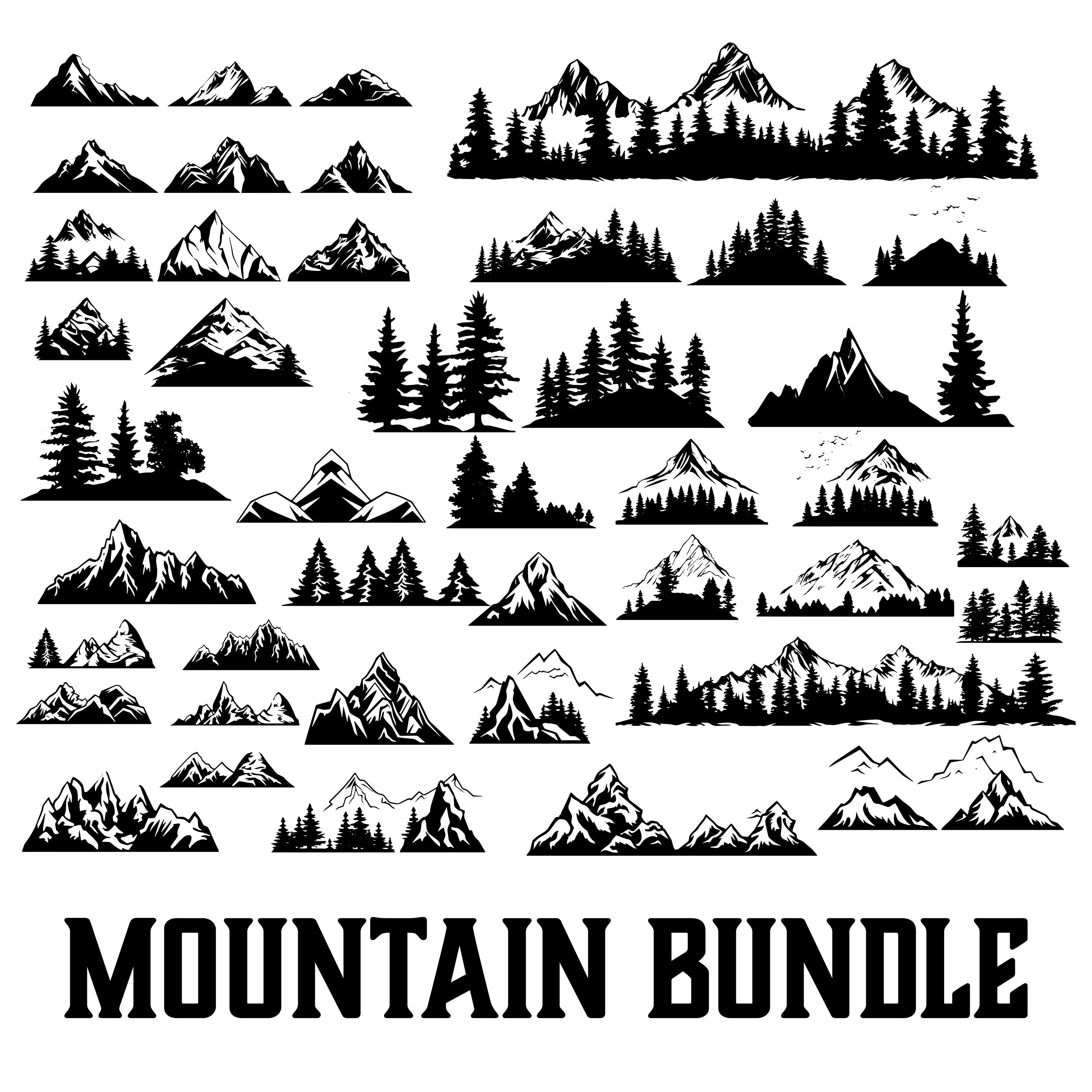 Mountains SVG Bundle Mountains and Trees Natural Landscape Silhouettes ...