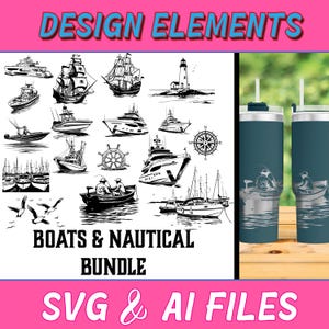 Boats and Ships SVG Bundle | Nautical | Pirate Ship | Yacht ...