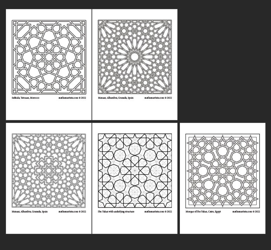Islamic Geometry Coloring Bundle - 5 Pages -- Math Art Coloring ...