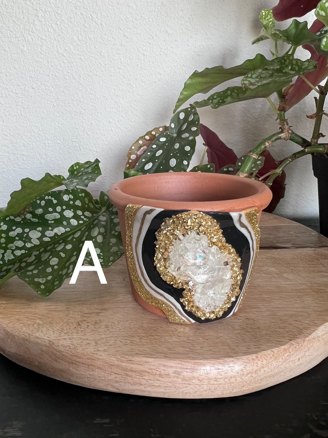 Geode Pot Decor , Unique Plant Gift, Pencil Holder, Brush Holder ...