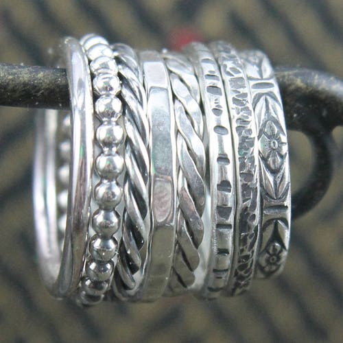 Set of 6 Sterling Silver Stacking Rings // Sterling Silver | Etsy