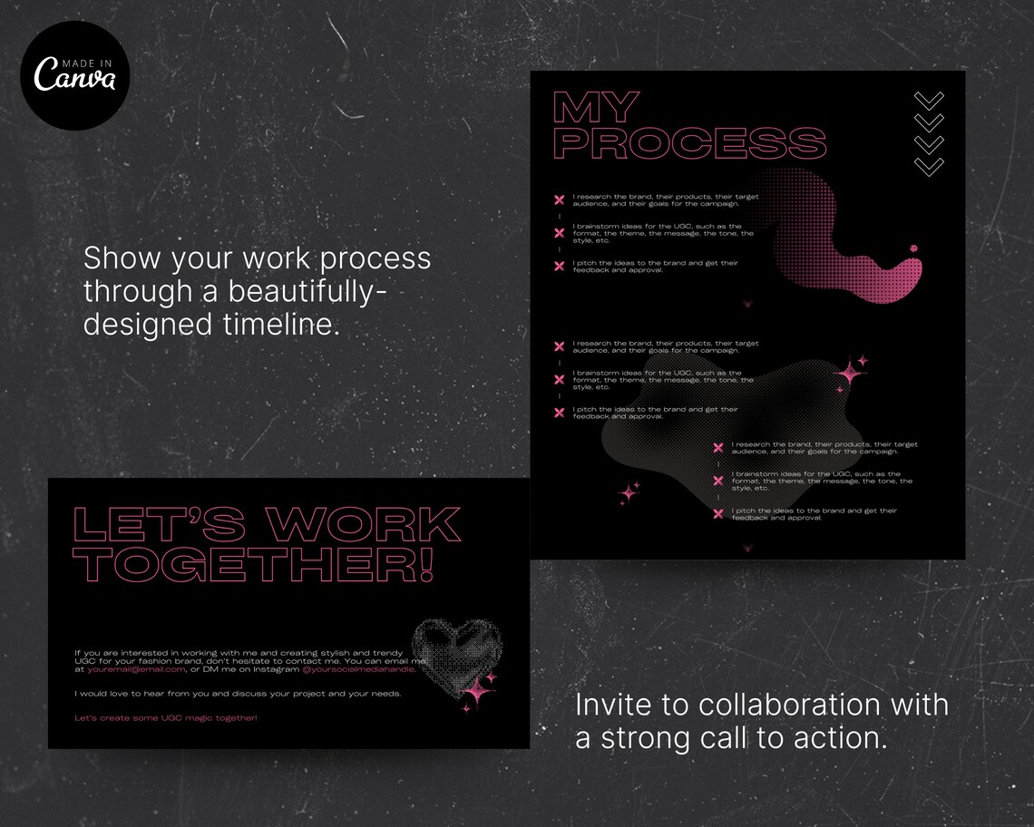 UGC Fashion Portfolio Template Canva, Dark Pink Minimalist UGC Website ...