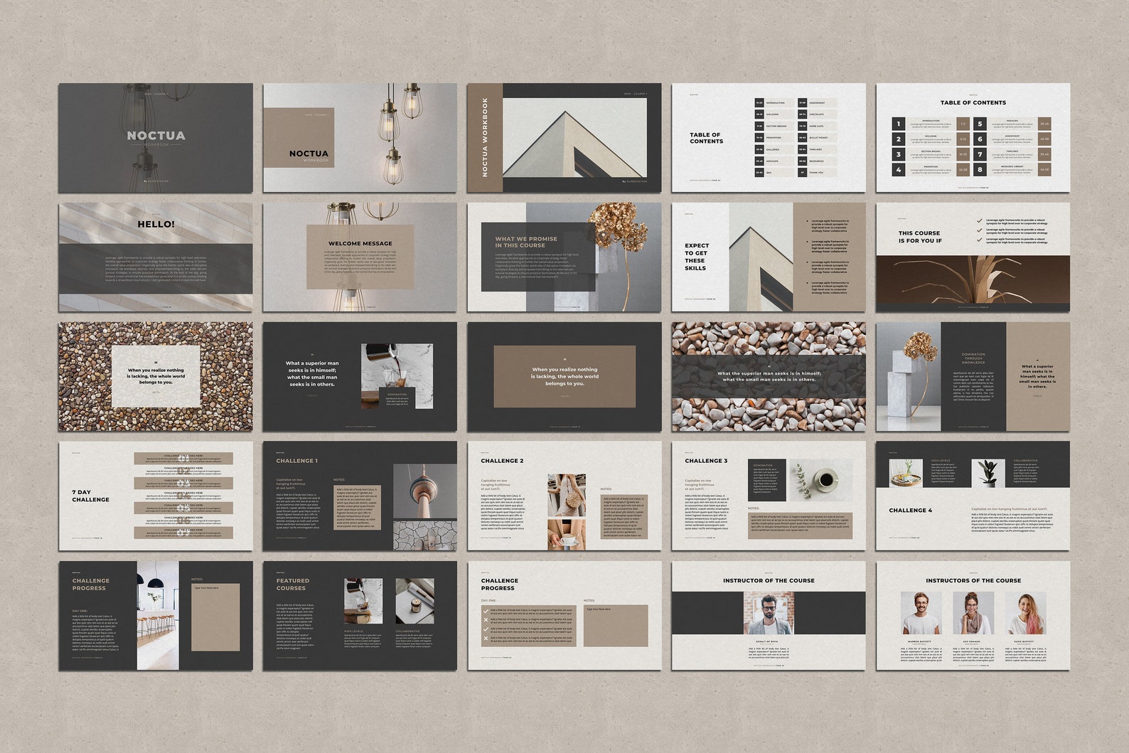 Beige, Brown and Black 16:9 Workbook Creator for Canva - Earth Tones ...