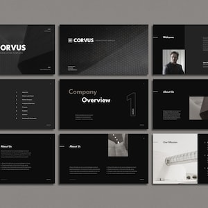 Corvus Minimalist Architecture Presentation - Dark Theme, Black, Beige, Neutral Colors, Sleek ...