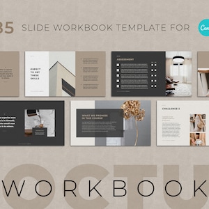 Beige, Brown and Black 16:9 Workbook Creator for Canva - Earth Tones ...