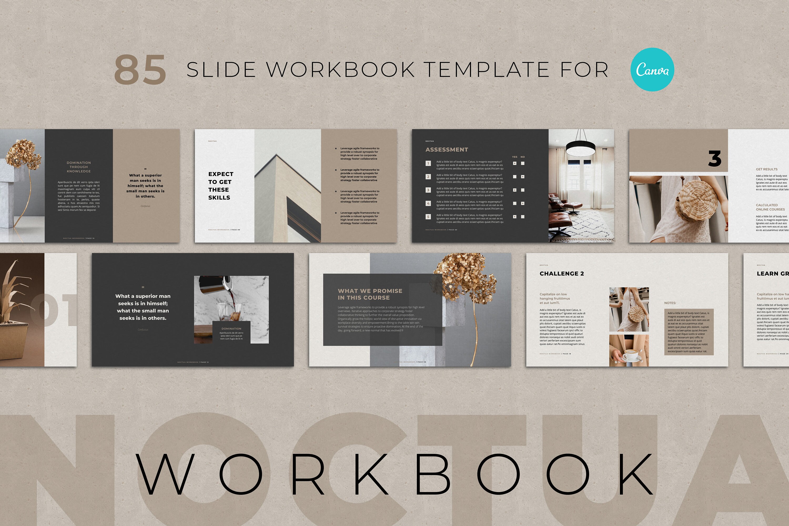 Beige, Brown and Black 16:9 Workbook Creator for Canva - Earth Tones ...