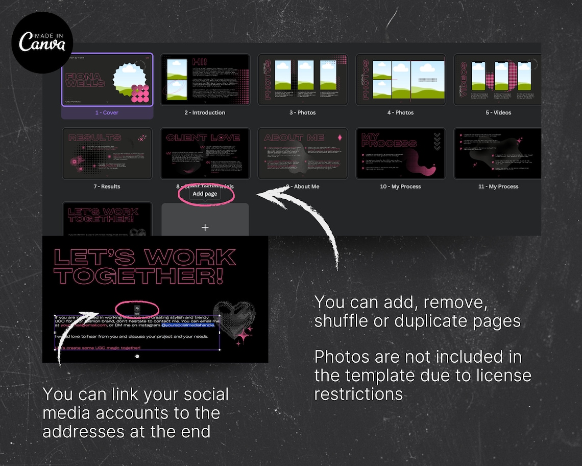 UGC Fashion Portfolio Template Canva, Dark Pink Minimalist UGC Website ...