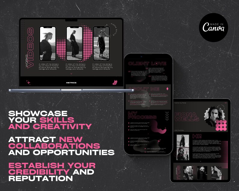 UGC Fashion Portfolio Template Canva, Dark Pink Minimalist UGC Website ...
