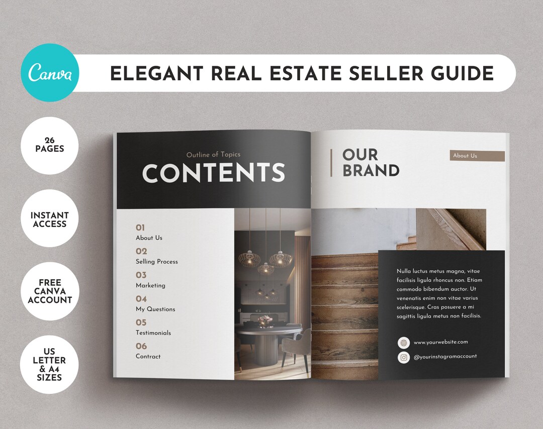Beige and Black Professional Real Estate Seller Guide With an Elegant ...
