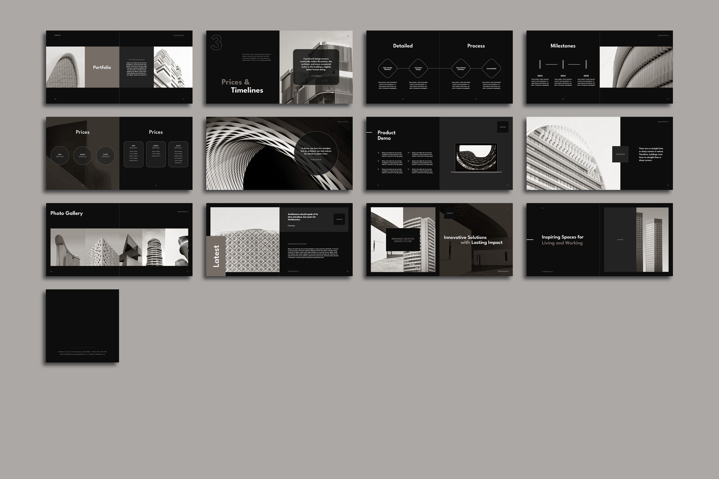 Corvus Architecture Lookbook Template - Indesign, Photography, Interior Design, Portfolio ...