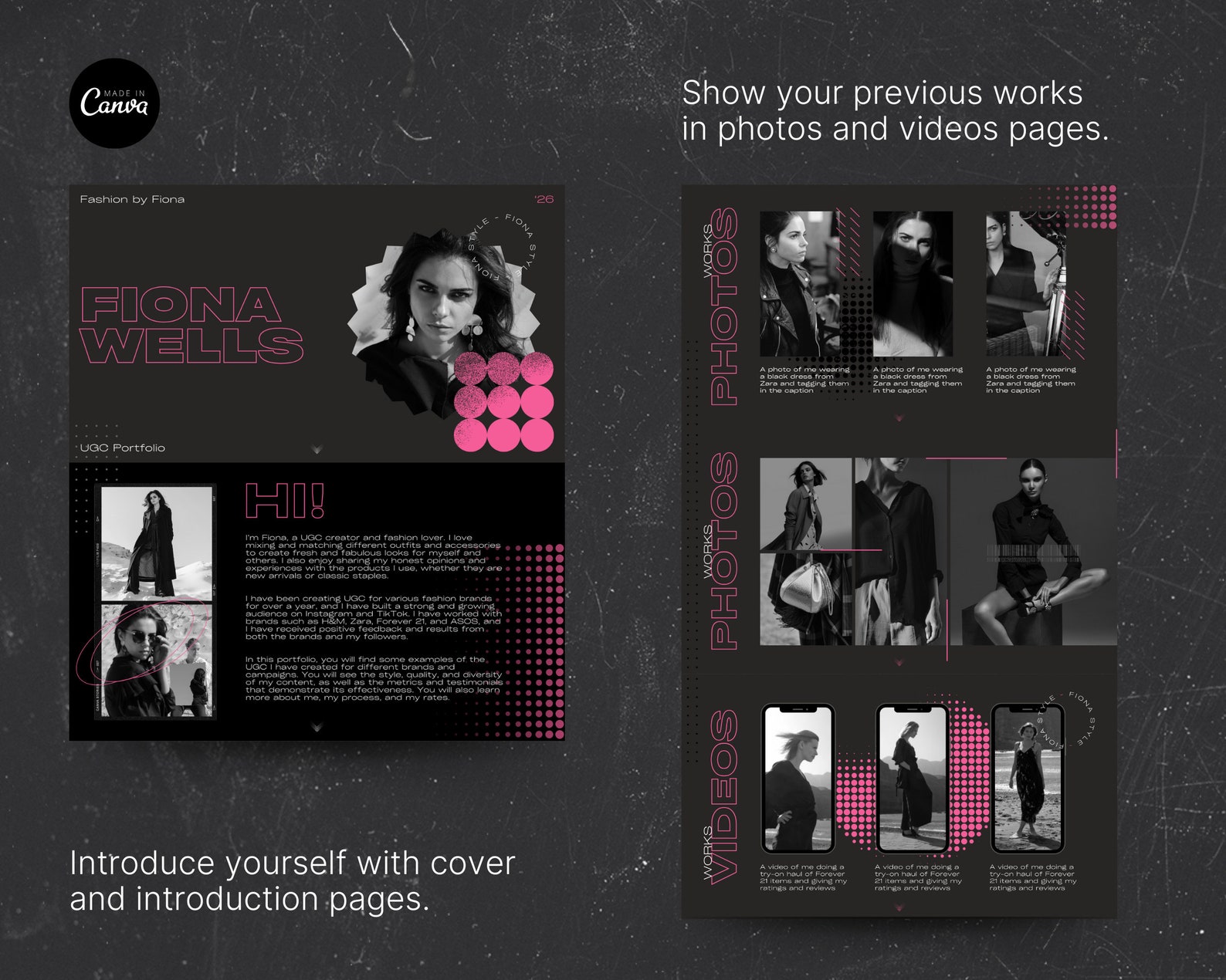 UGC Fashion Portfolio Template Canva, Dark Pink Minimalist UGC Website ...